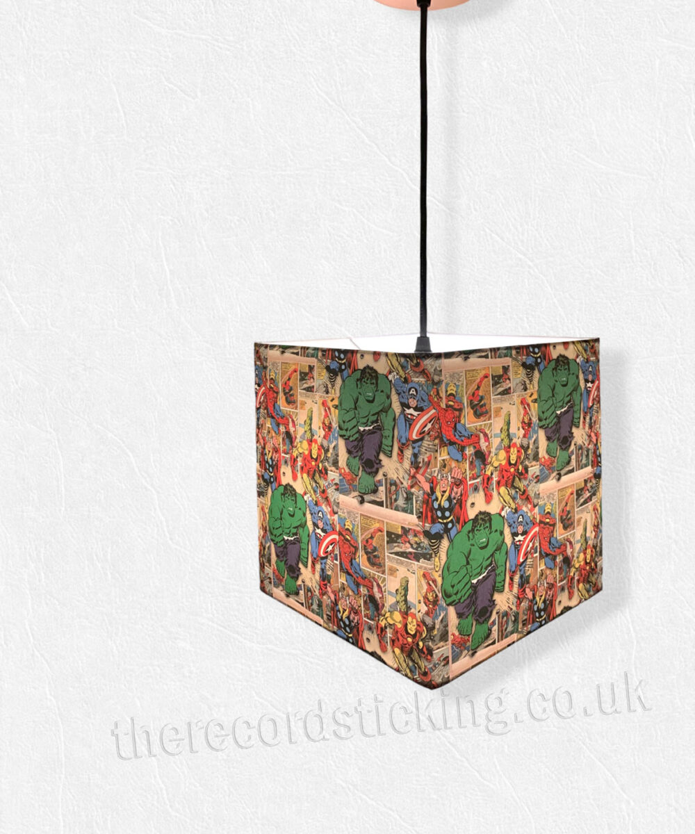 Handmade ‘Marvel Comics’ Ceiling or Table Lamp Shade | The Records Ticking